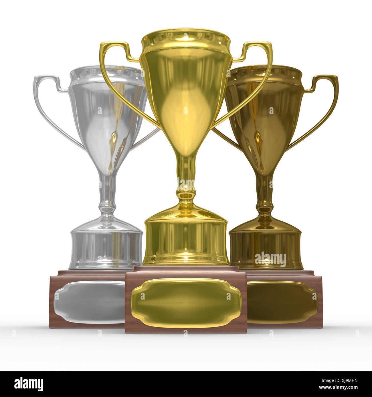 cups of winner on white background. Isolated 3D image Stock Photo - Alamy