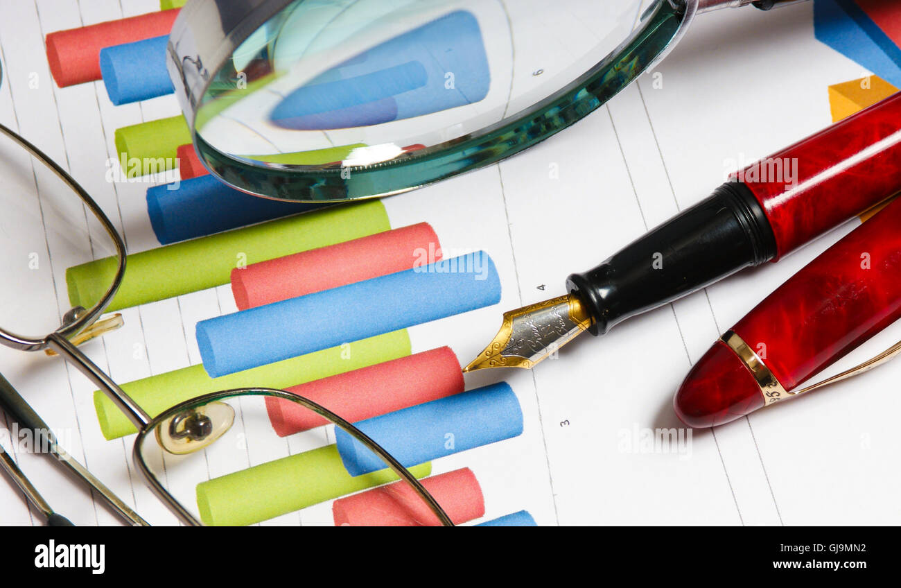 Graphs tables and documents Stock Photo - Alamy