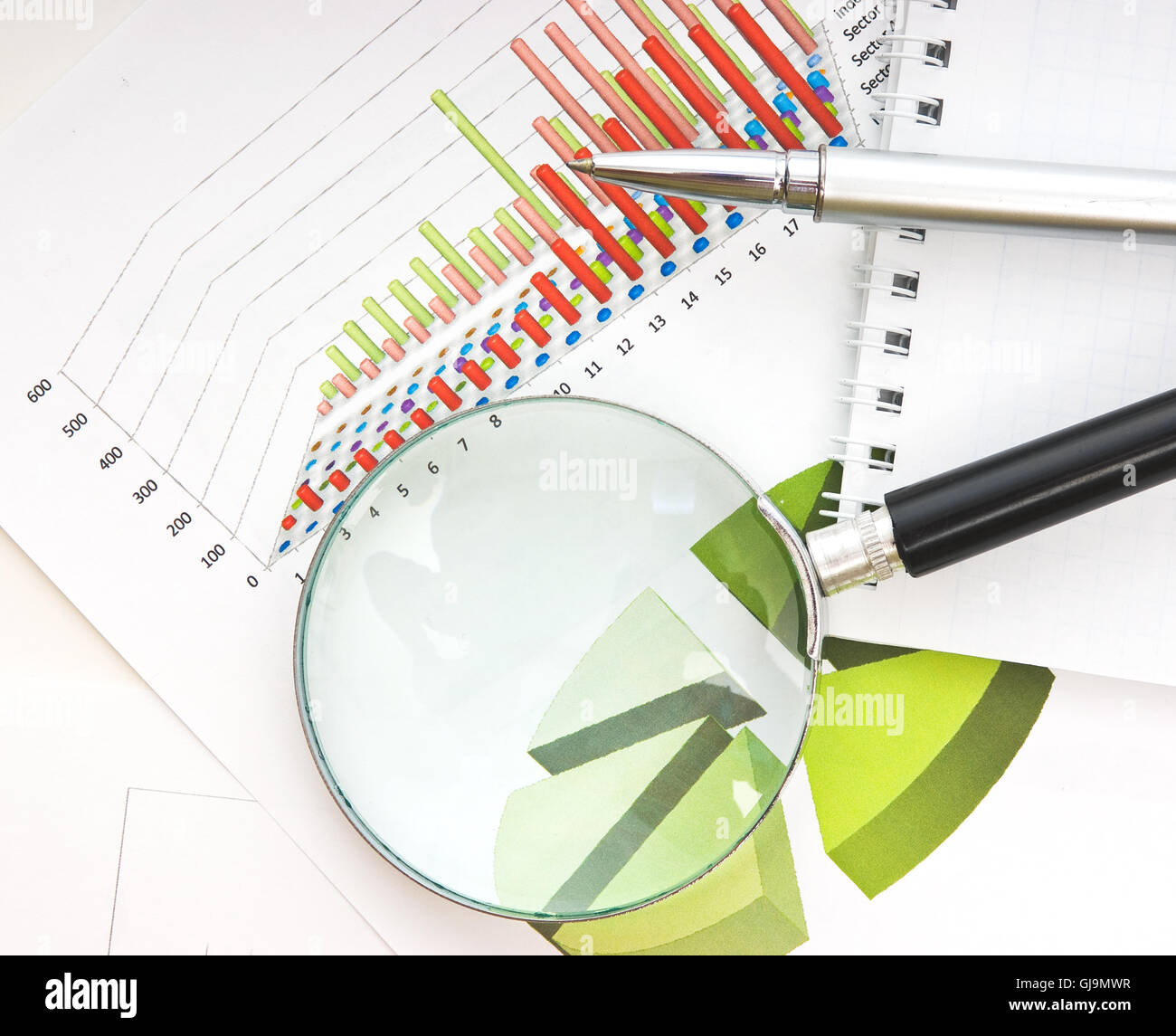 Graphs tables and documents Stock Photo - Alamy