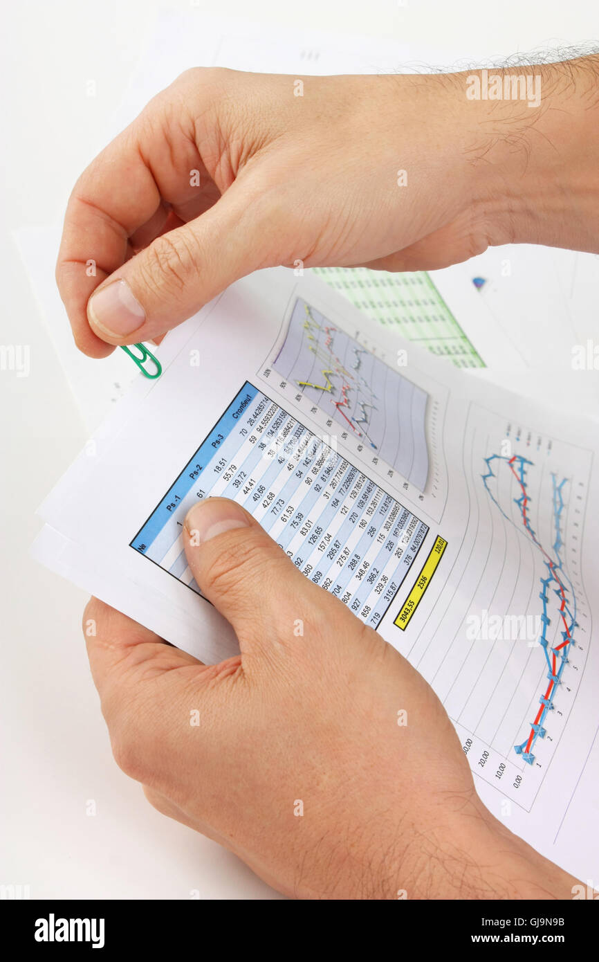 Graphs tables and documents Stock Photo - Alamy