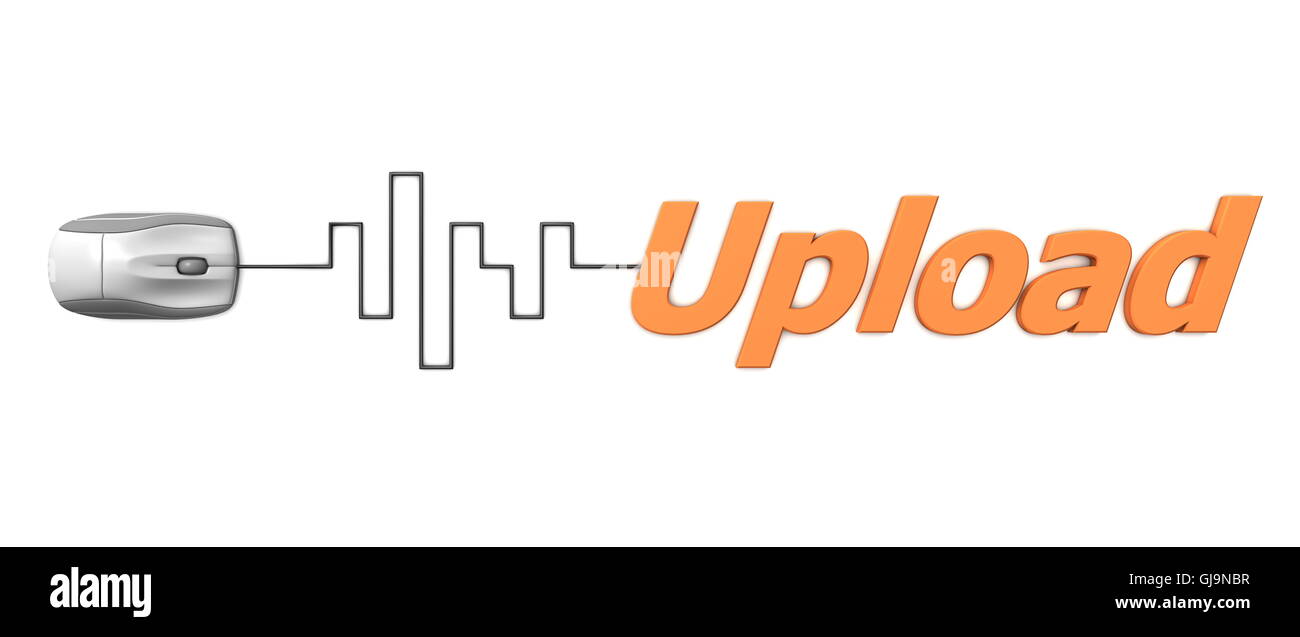 Orange Word Upload with Grey Mouse - Digital Cable Stock Photo - Alamy