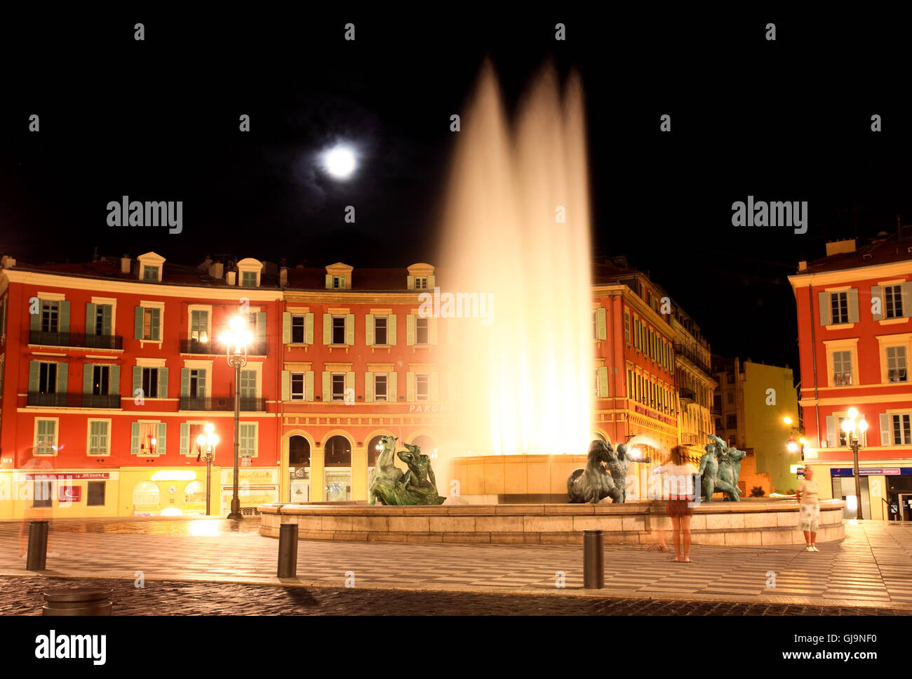 The Plaza Massena Square at night Stock Photo - Alamy