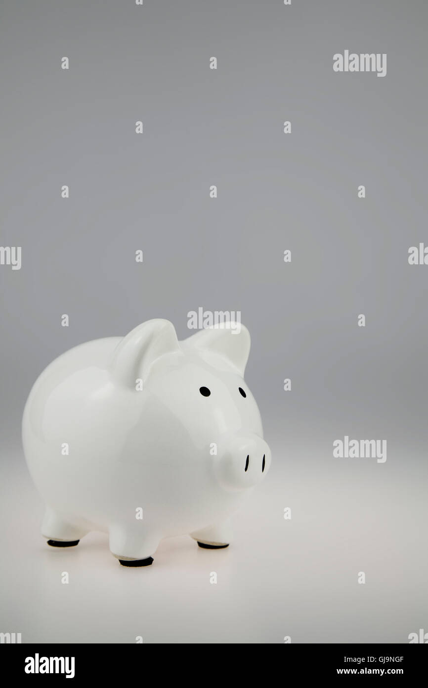 White Piggy Bank Stock Photo - Alamy