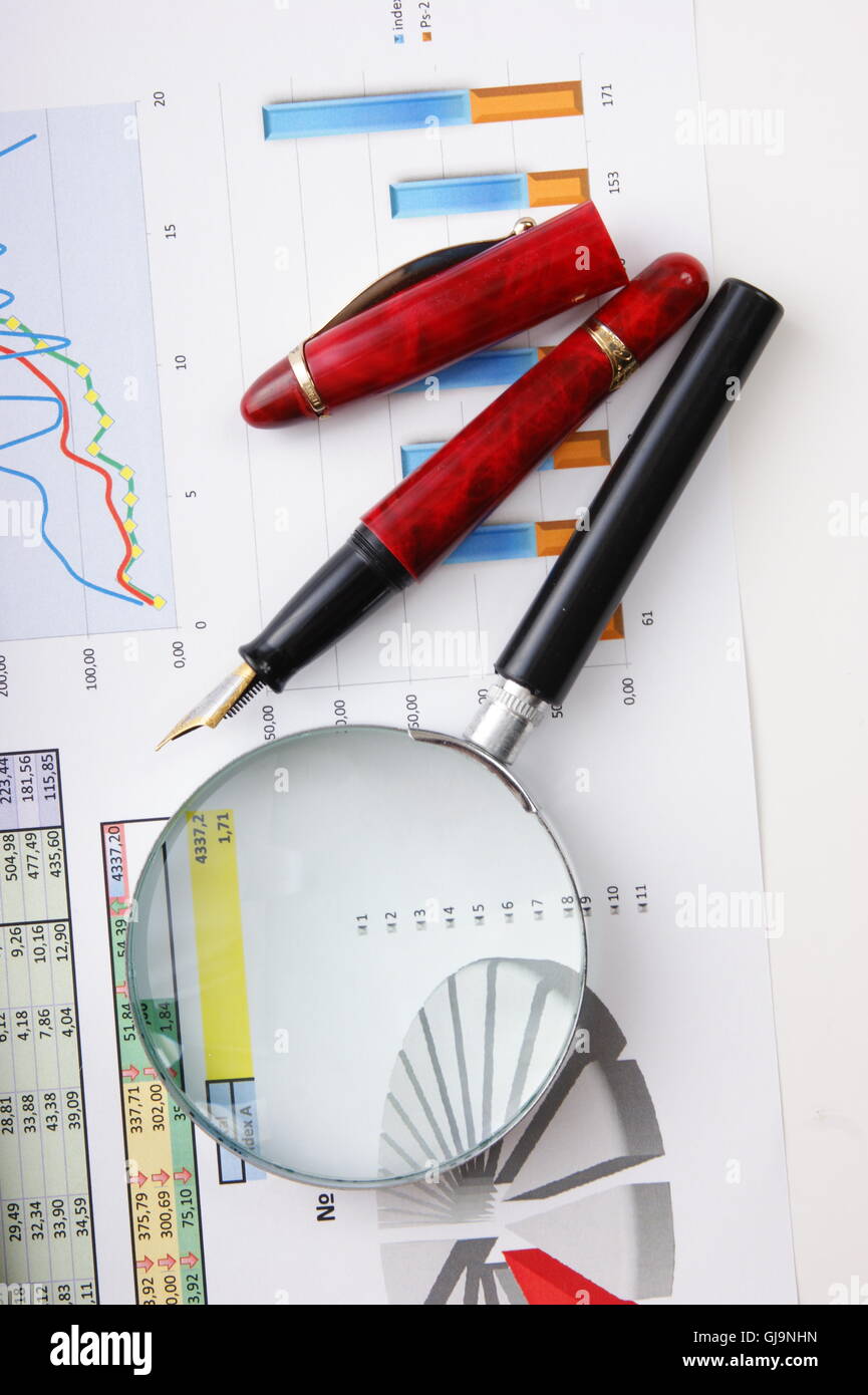Graphs tables and documents Stock Photo - Alamy
