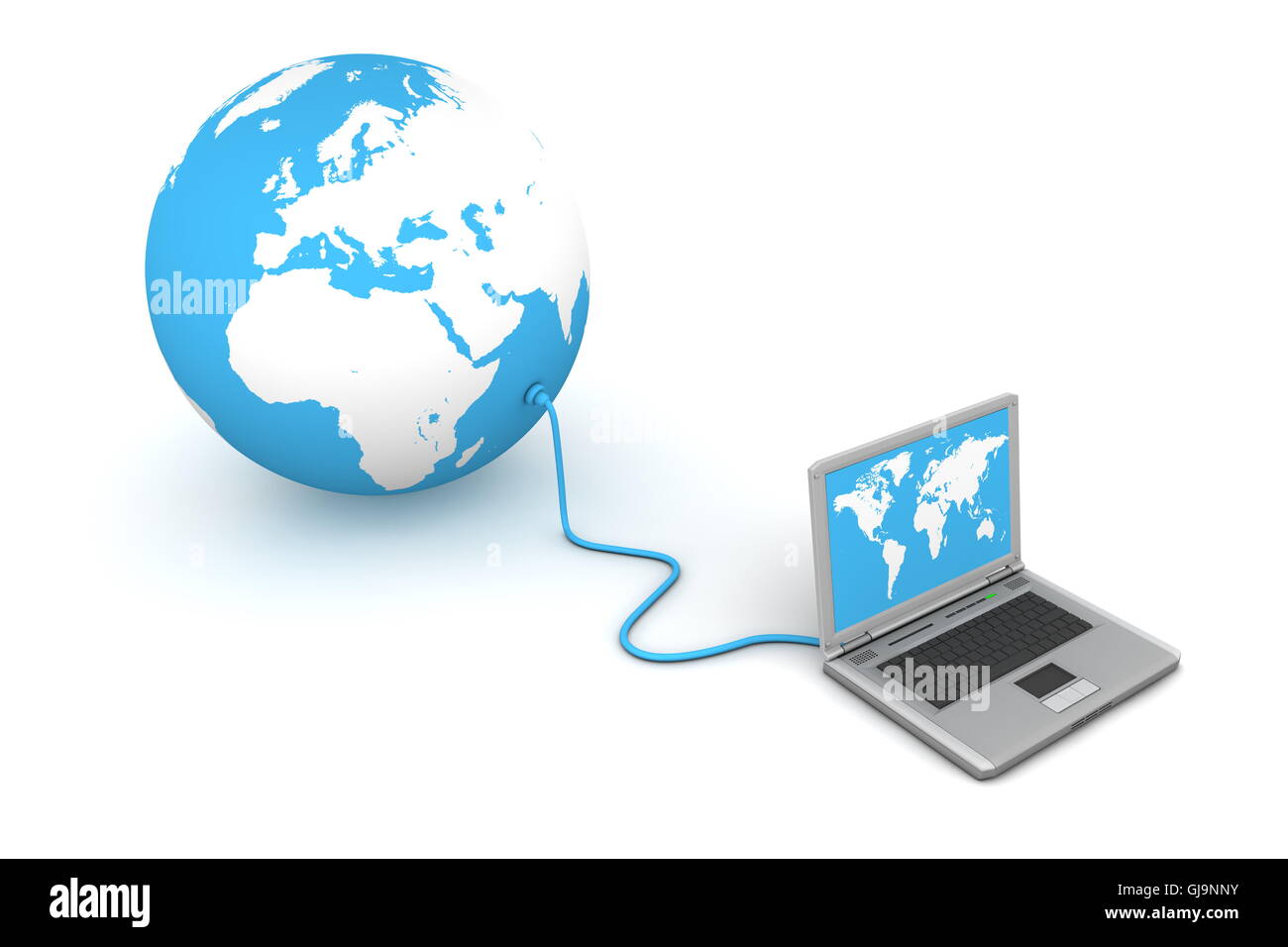 Network Cable Connected Blue Globe High Resolution Stock Photography ...