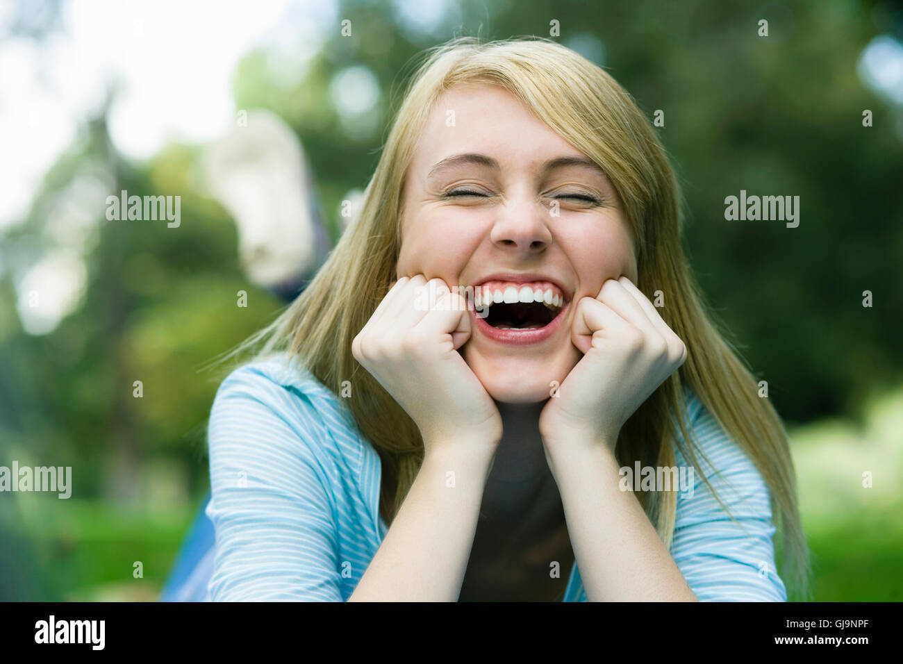 Laughing Teen Girl Stock Photo - Alamy