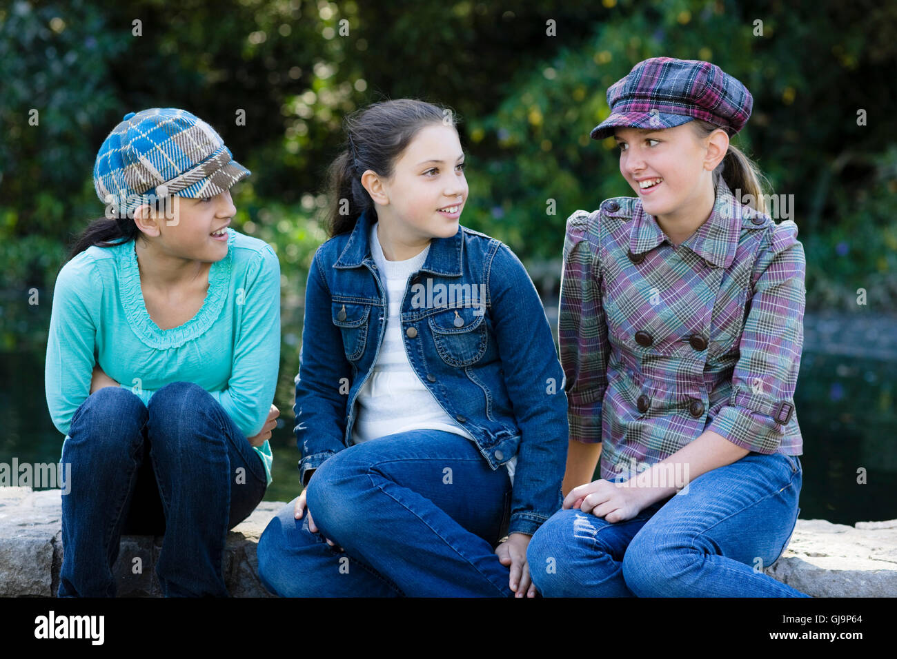 Three Tween Girlfriends Stock Photo - Alamy