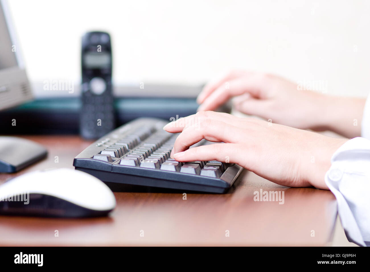 Female hands typing Stock Photo - Alamy