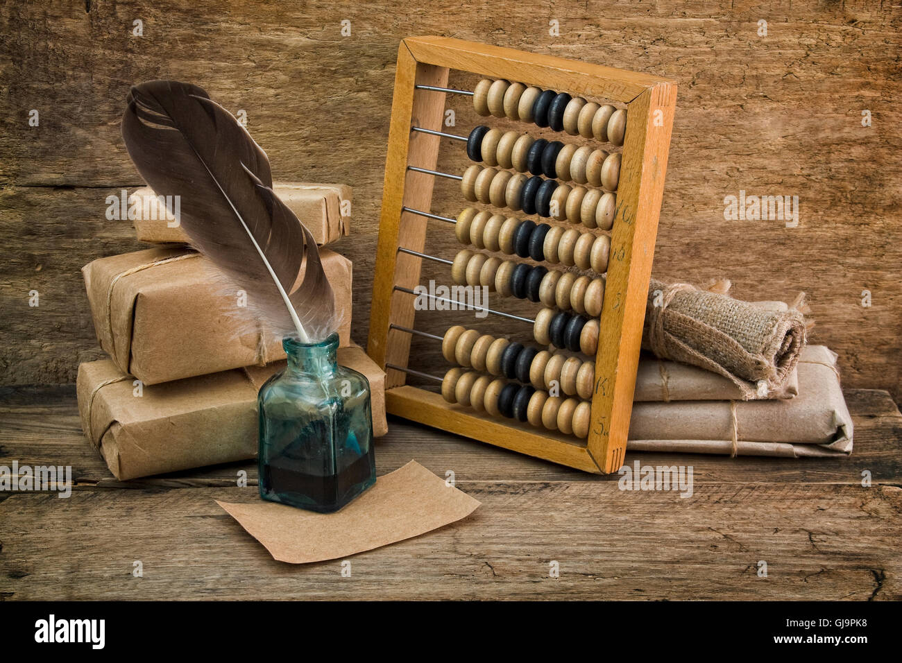 Still Life in a warehouse with abacus Stock Photo - Alamy