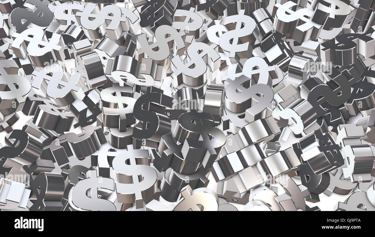 Silver Metallic Dollar Currency Symbols Stock Photo - Alamy