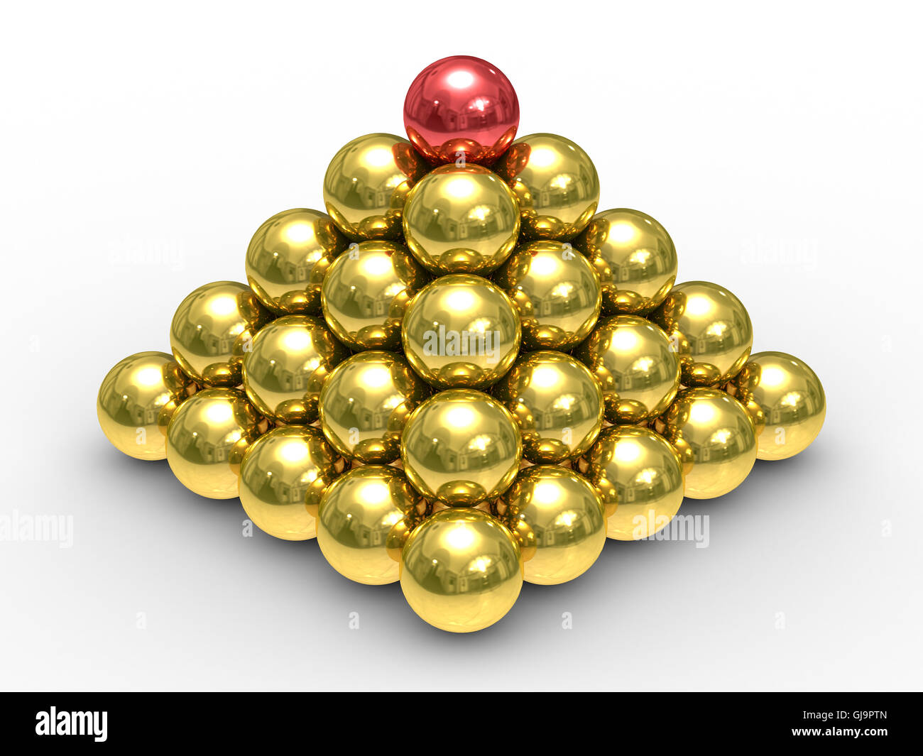 Pyramid from metal spheres on a white background. 3D image Stock Photo ...