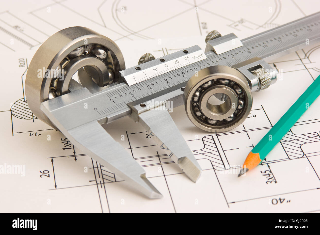 calipers, bearing and square Stock Photo - Alamy