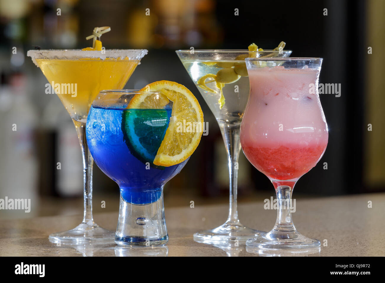 colourful cocktails on bar Stock Photo - Alamy