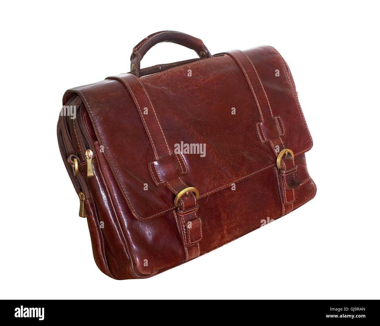 Vintage brown briefcase Cut Out Stock Images & Pictures - Alamy