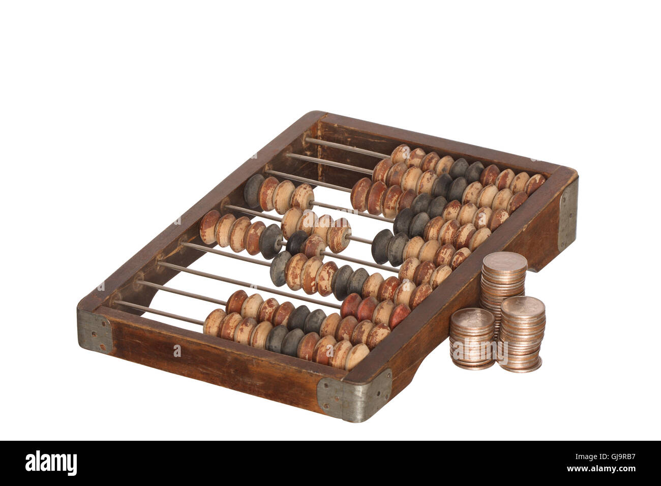 Abacus And Coins Stock Photo - Alamy