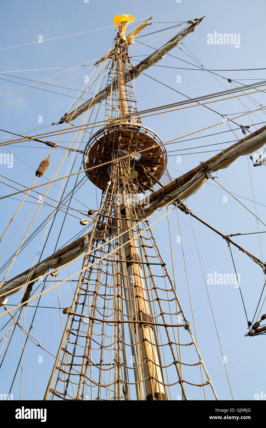 rigging of big sailing ship Stock Photo - Alamy