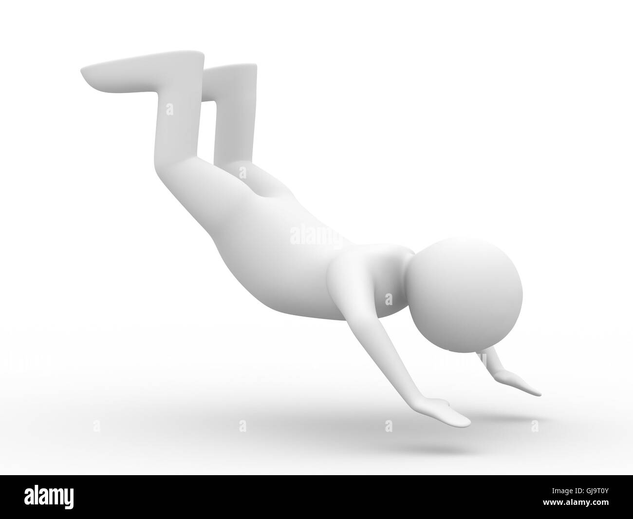 falling man on white background. Isolated 3D image Stock Photo - Alamy