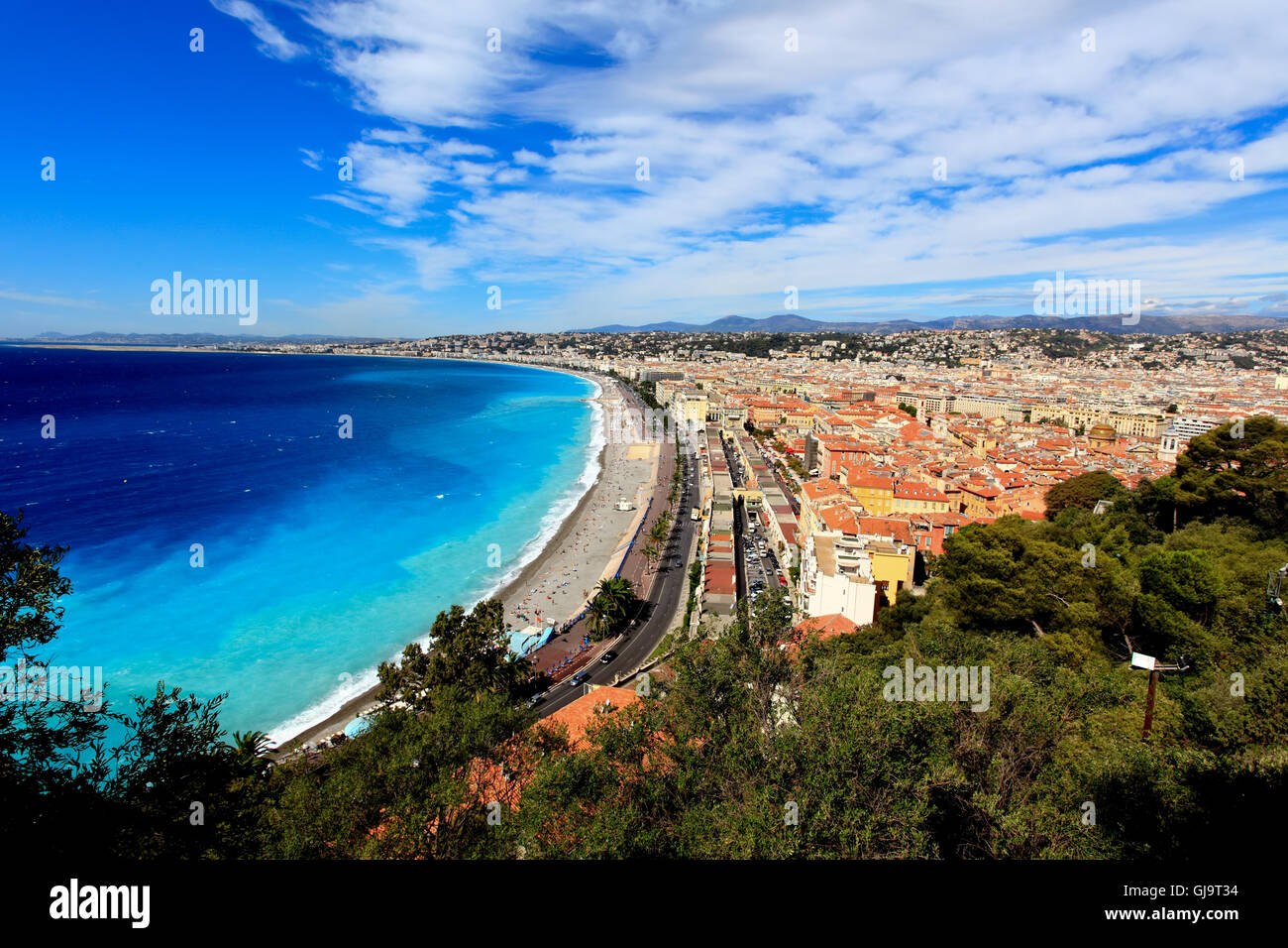 aerial view of beach in Nice Stock Photo - Alamy