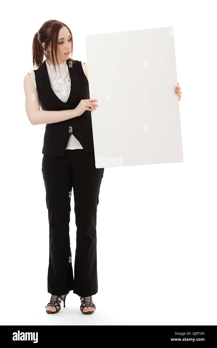 Woman with sign Stock Photo - Alamy