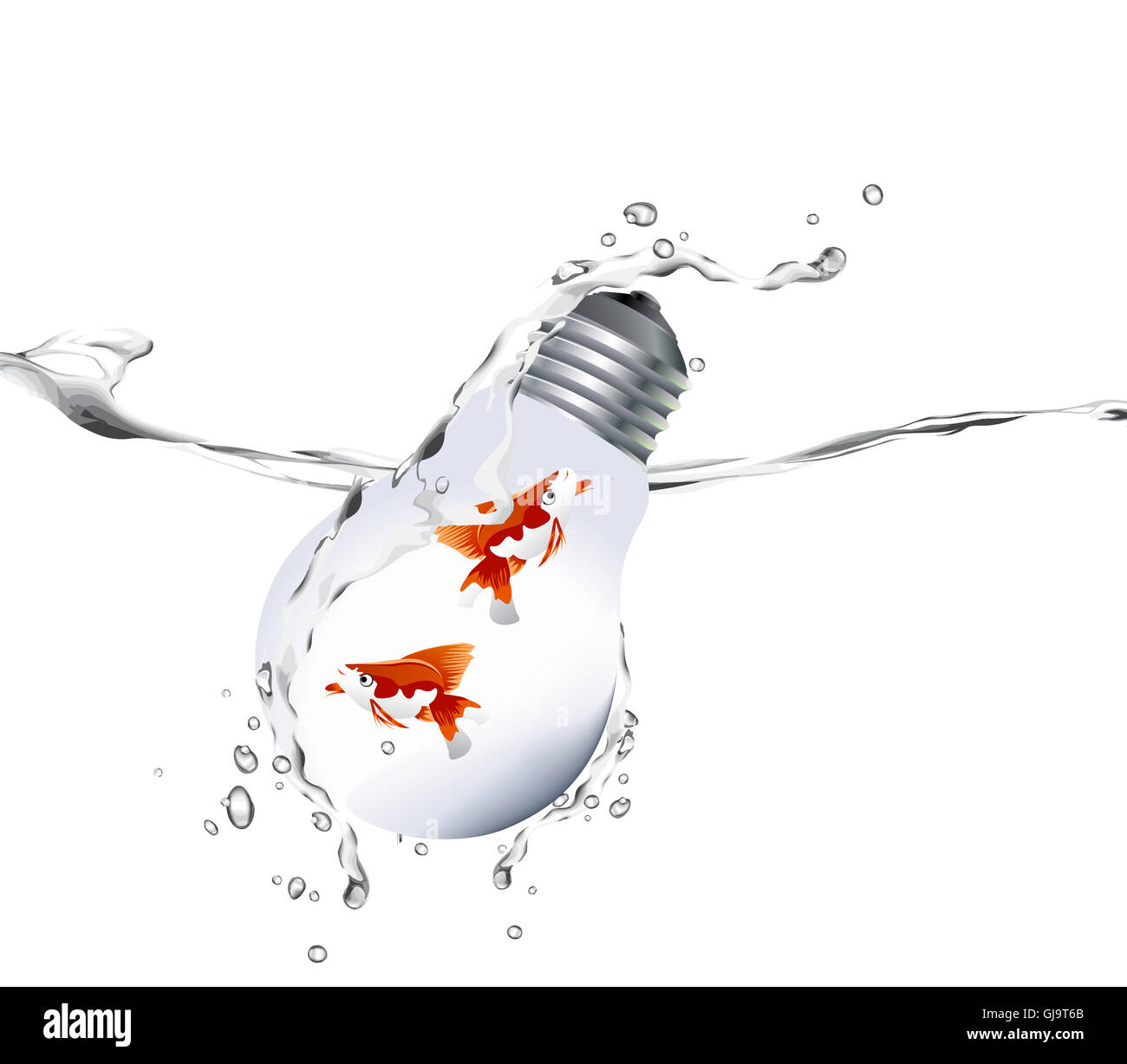 Two golden fish in lamp Stock Photo - Alamy