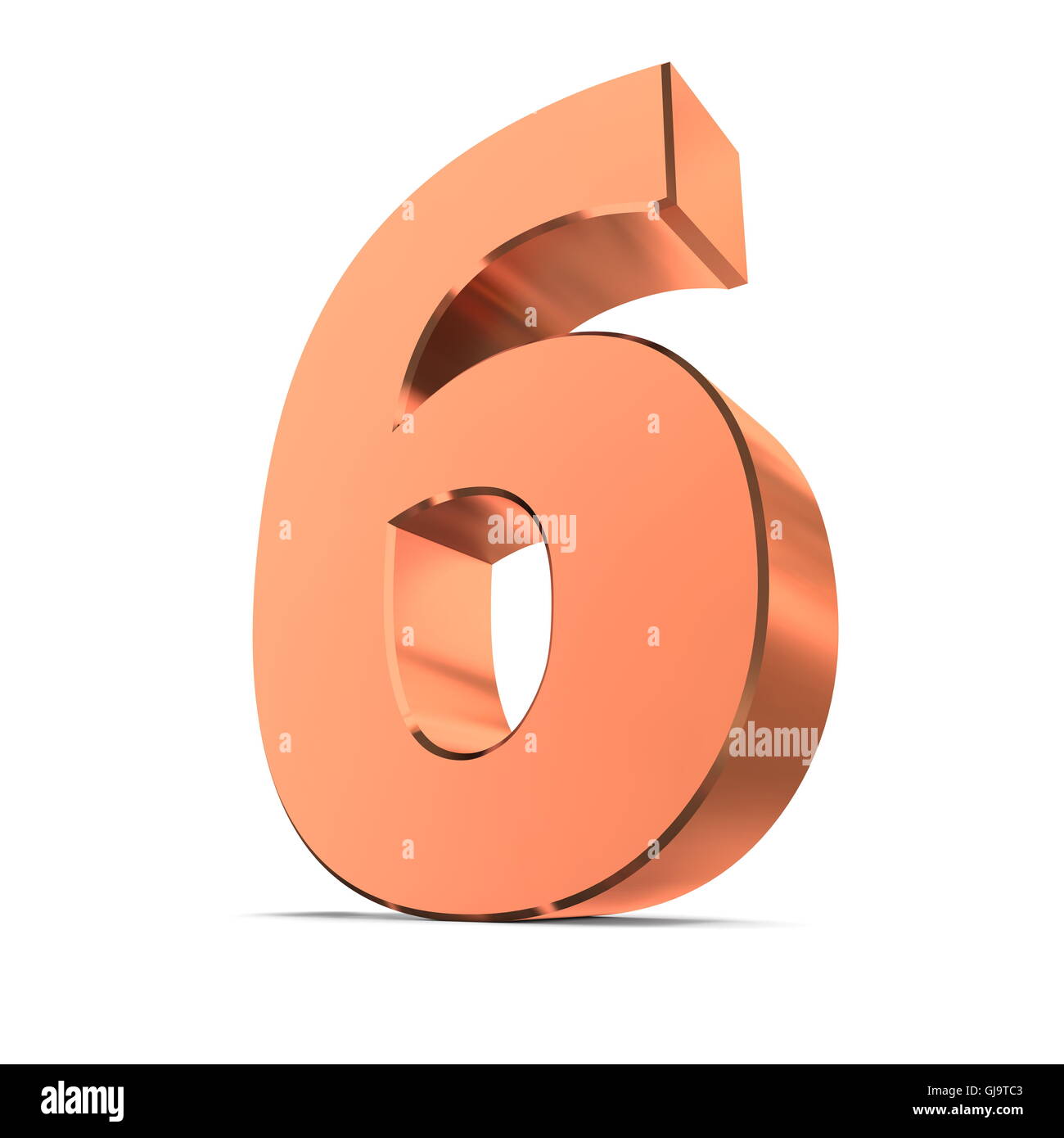 Shiny Number 6 - Bronze/Copper Stock Photo - Alamy