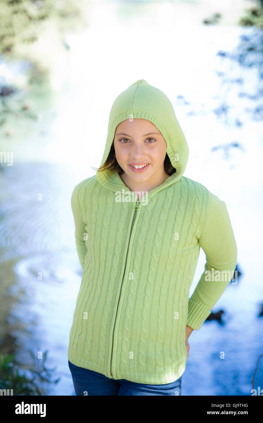 Portrait Of Tween Girl Smiling Stock Photo - Alamy