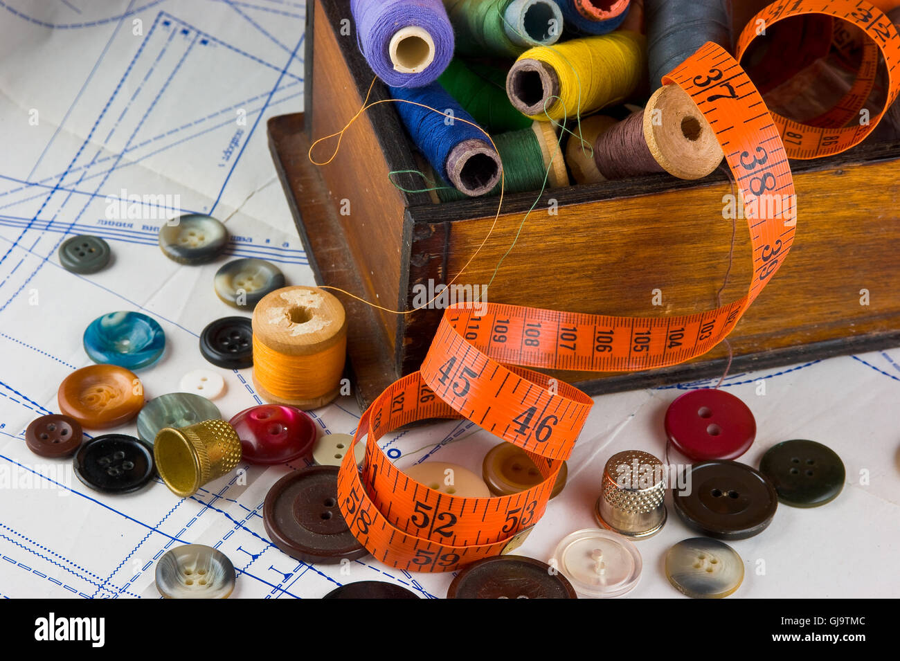 Vintage sewing supplies hi-res stock photography and images - Alamy