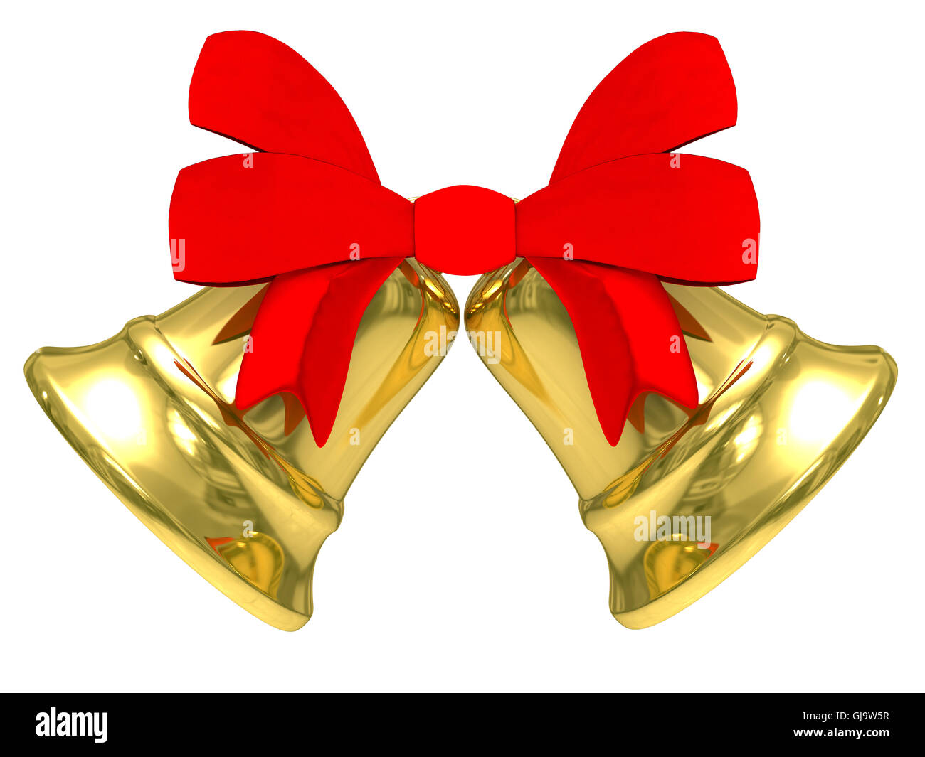 Two gold hand bell on white background. Isolated 3D image Stock Photo ...