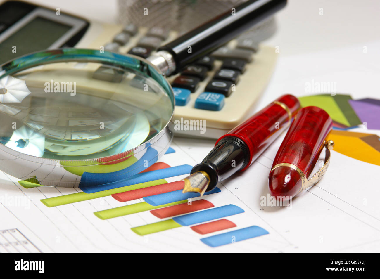Graphs tables and documents Stock Photo - Alamy