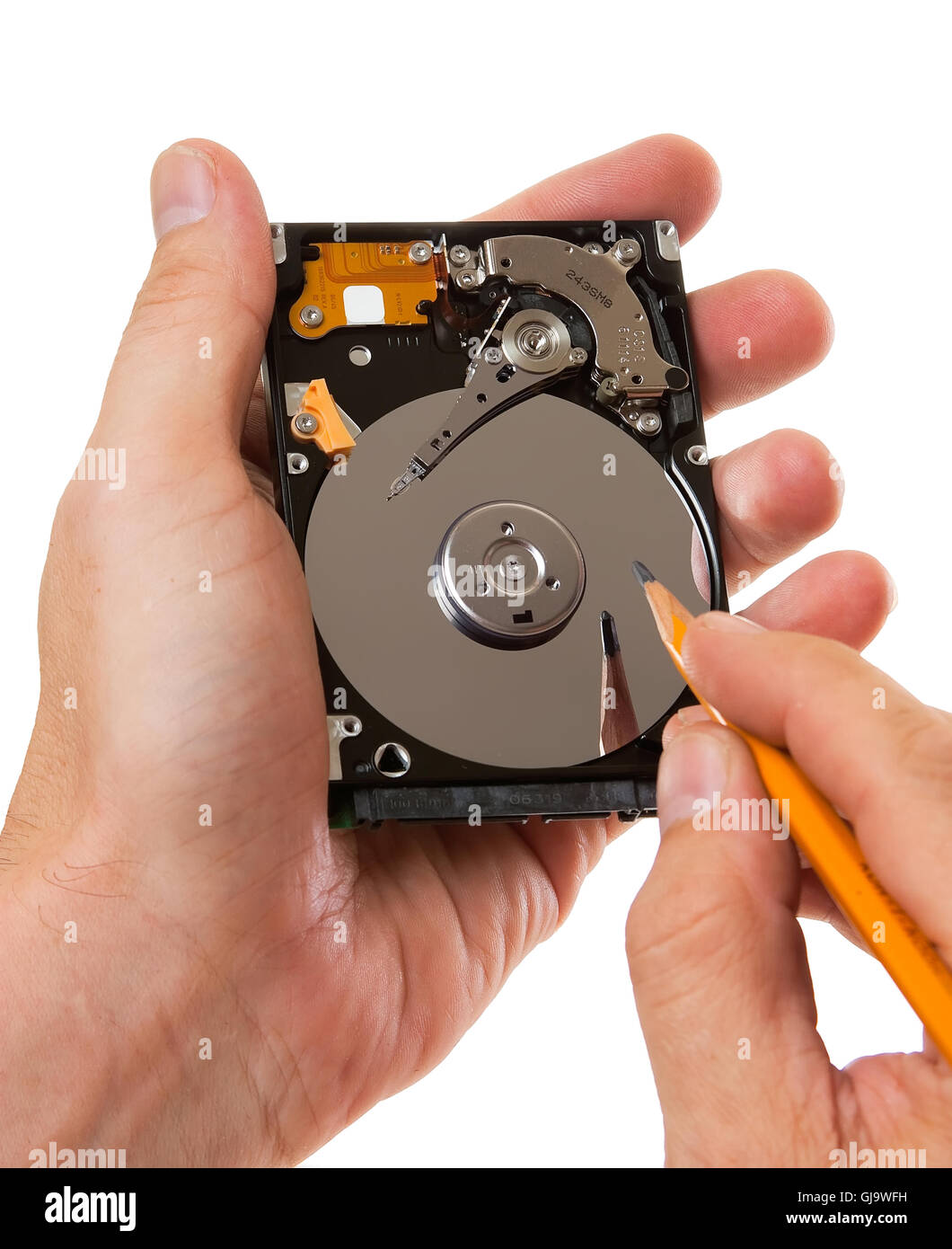 Record information on the hard disk Stock Photo - Alamy
