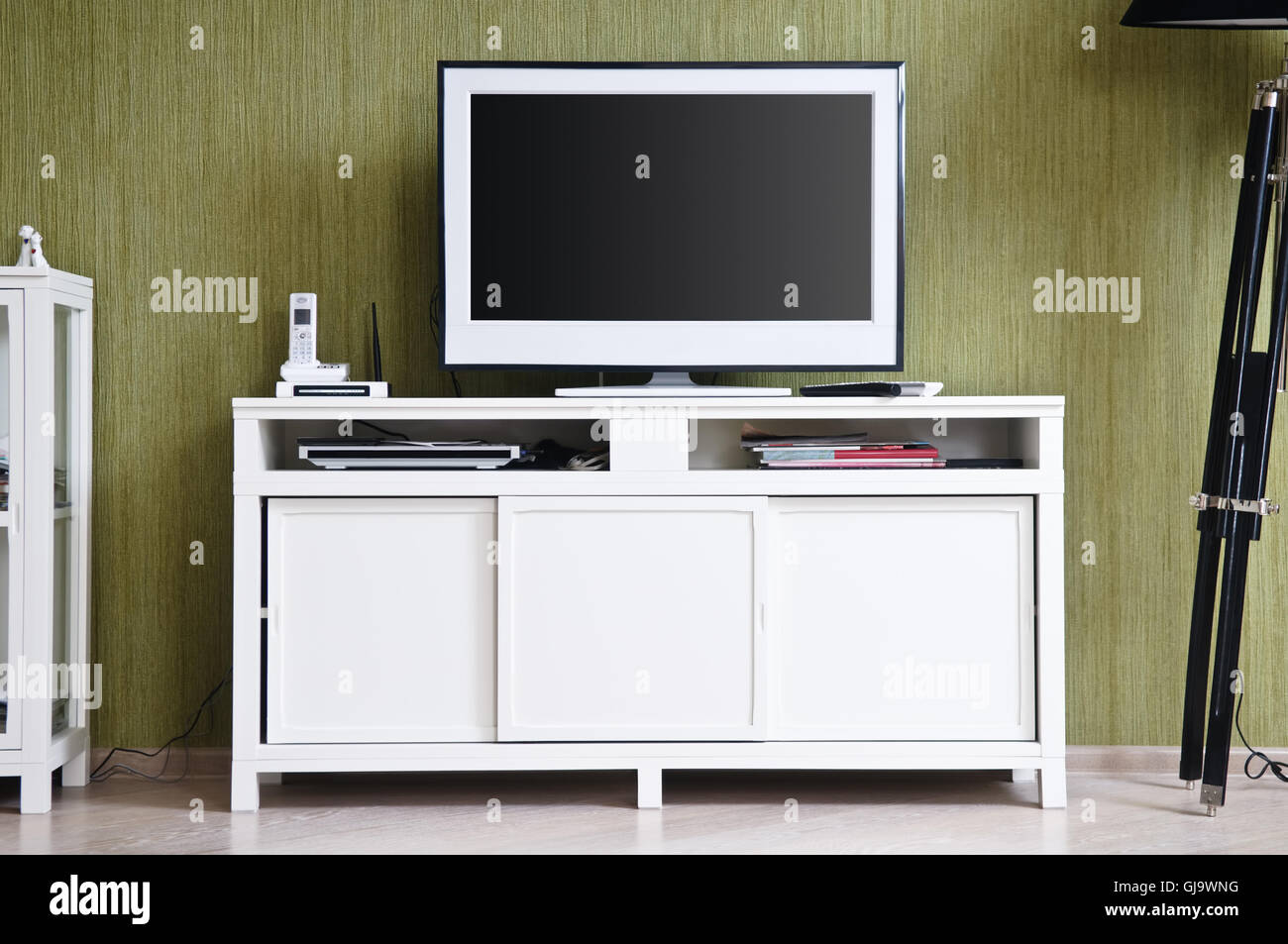 TV-set in home interior Stock Photo - Alamy