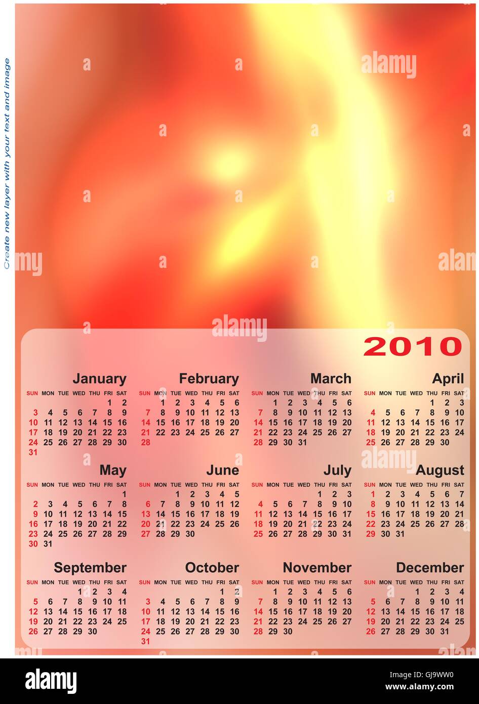 Abstract design template for 2010 calendar Stock Photo - Alamy