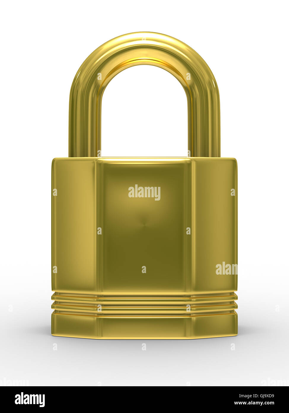 Gold closed lock on white background. Isolated 3D image Stock Photo - Alamy