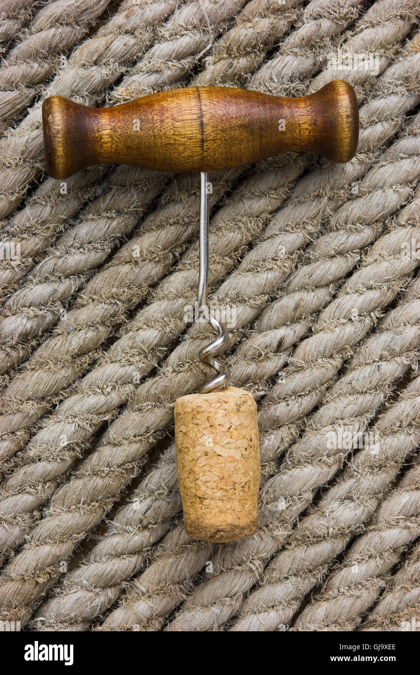 corkscrew with a cork Stock Photo - Alamy
