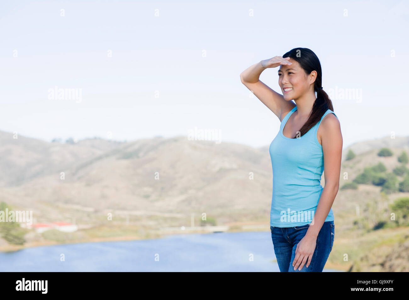 Woman in Landscape Stock Photo - Alamy