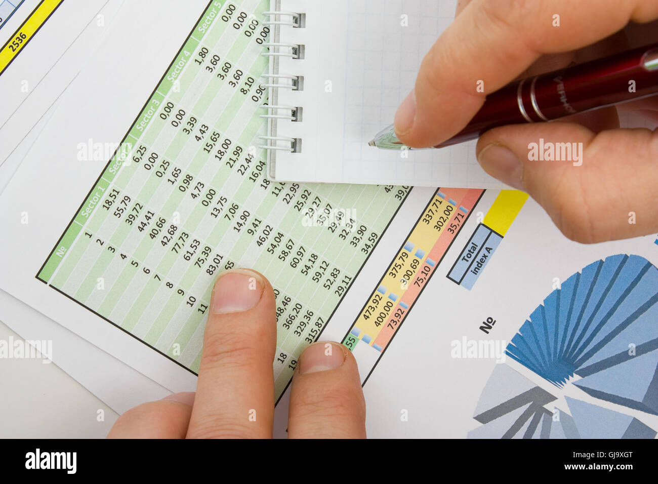 Graphs tables and documents Stock Photo - Alamy