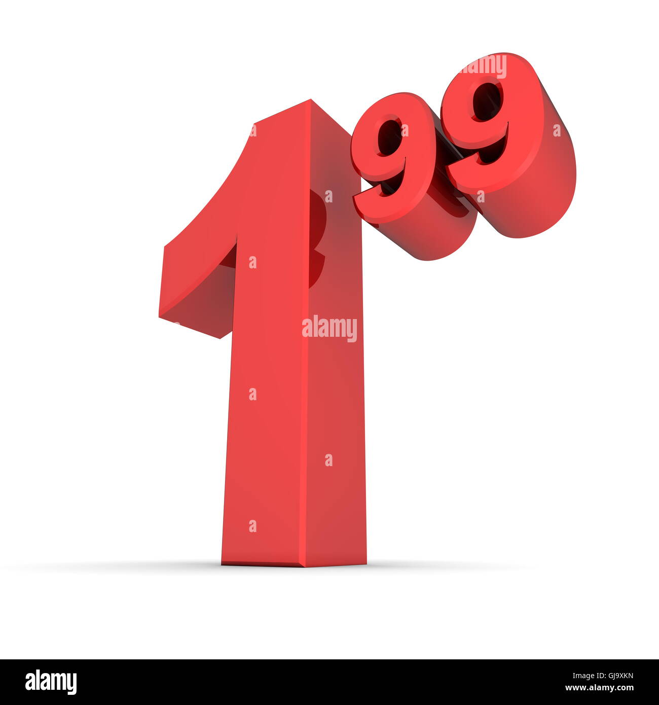 Solid Price Tag Number 1.99 - Shiny Red Stock Photo - Alamy