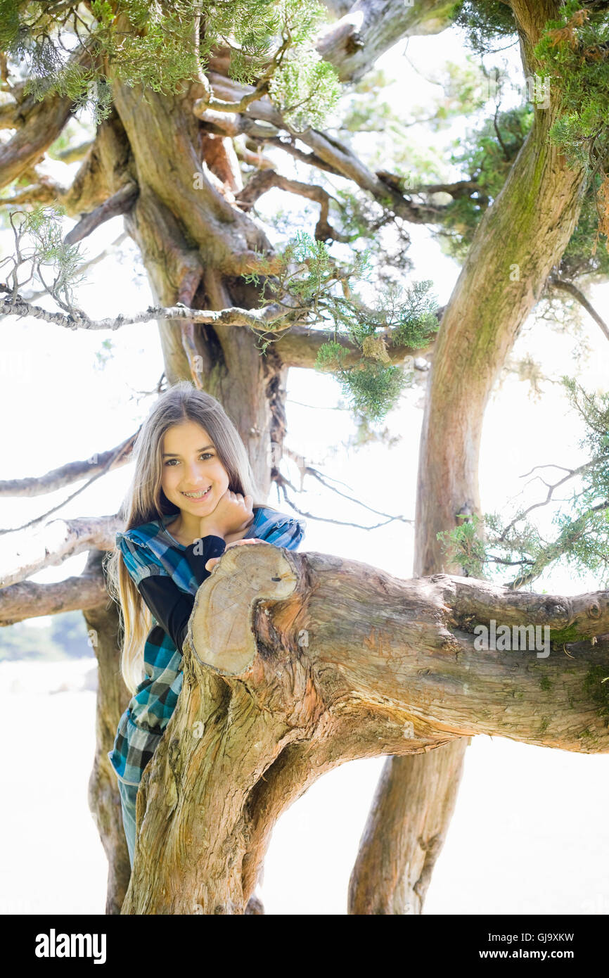 Portrait of Smiling Tween Girl Stock Photo - Alamy