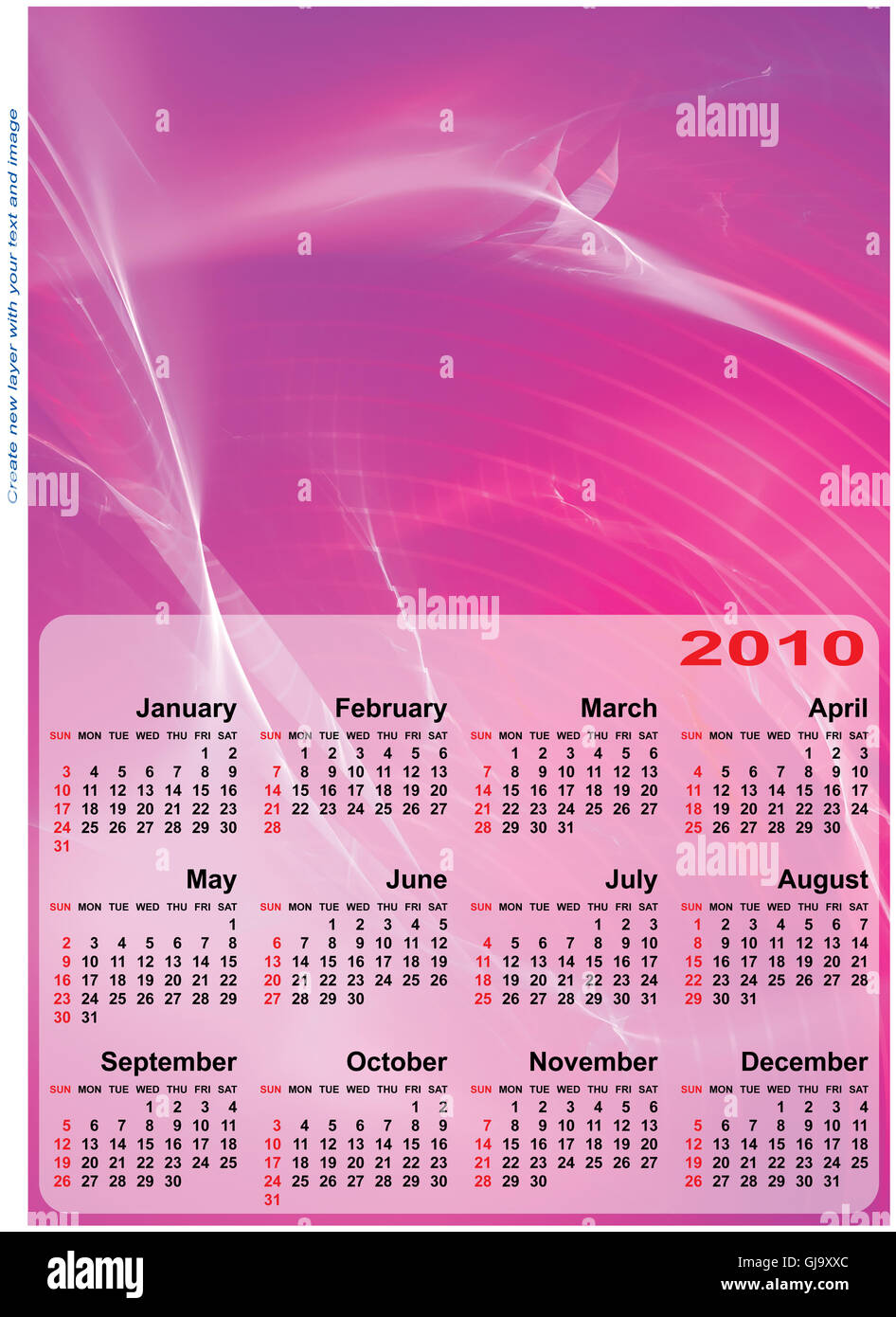 Abstract design template for 2010 calendar Stock Photo - Alamy