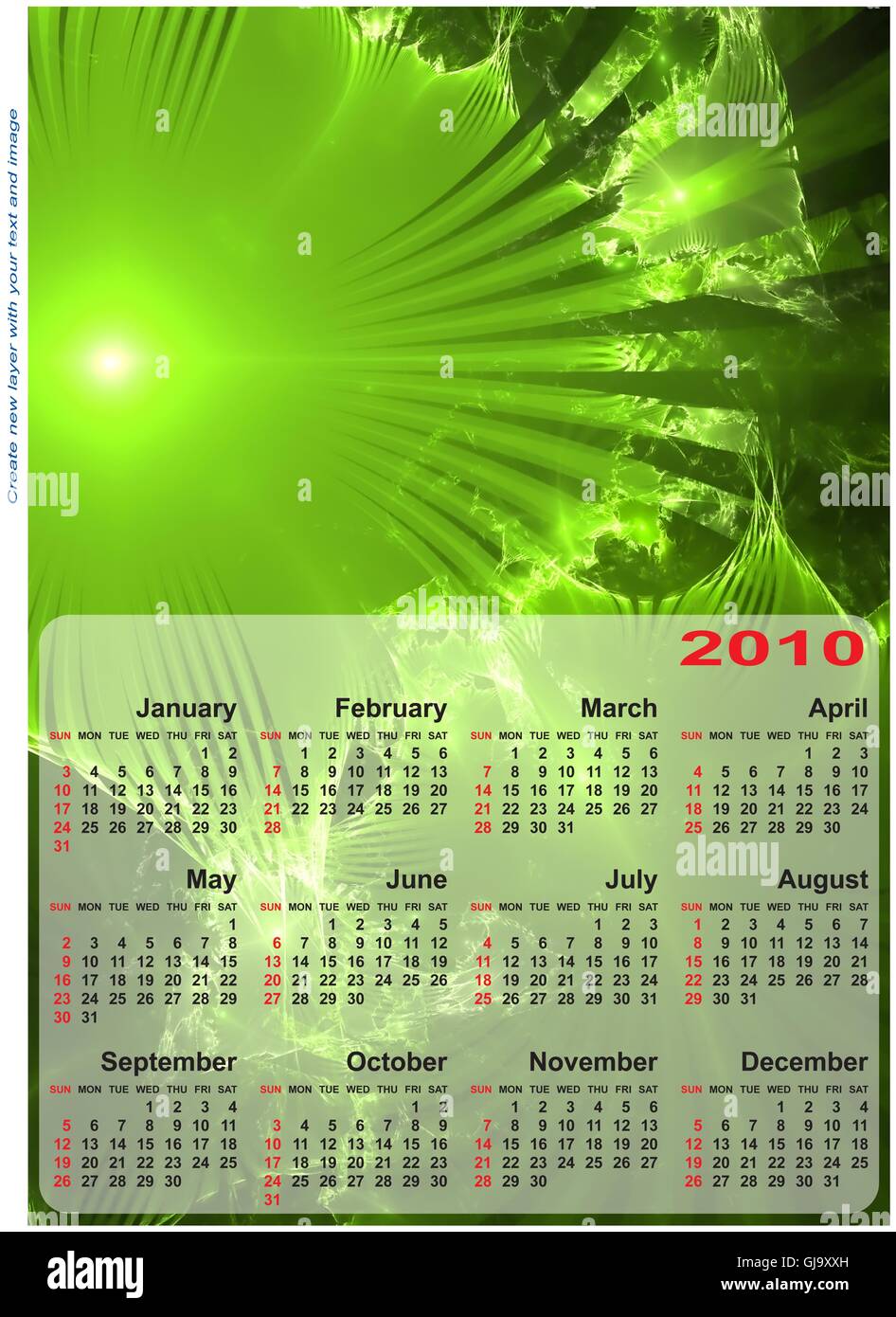 Abstract design template for 2010 calendar Stock Photo - Alamy