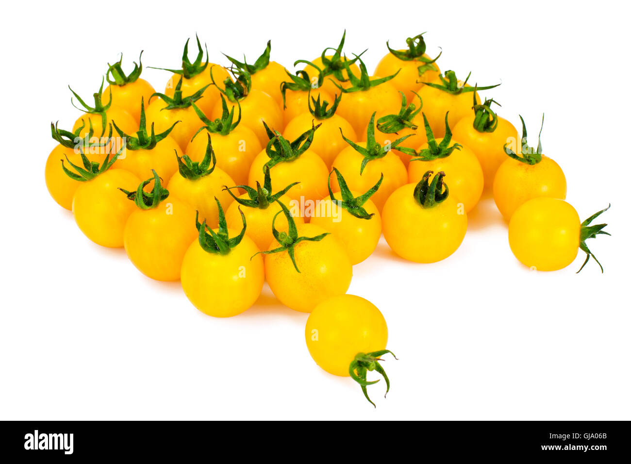 Fresh Yellow Cherry Tomato on Whyite Background Stock Photo - Alamy
