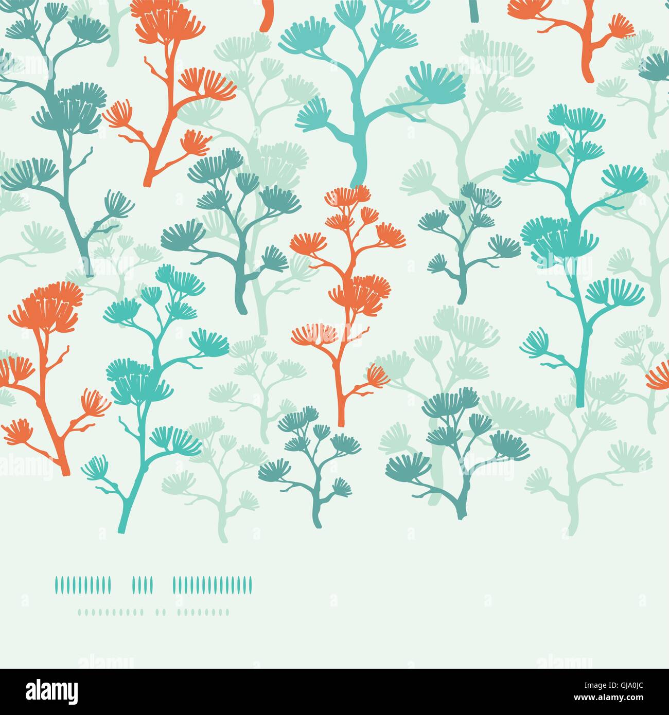 Abstract oriental trees frame horizontal seamless background Stock ...