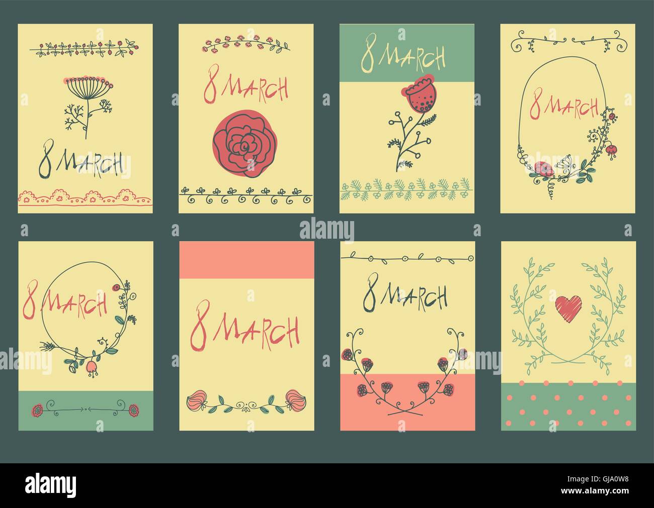 set of template design for greeting card 8March Stock Vector Image ...