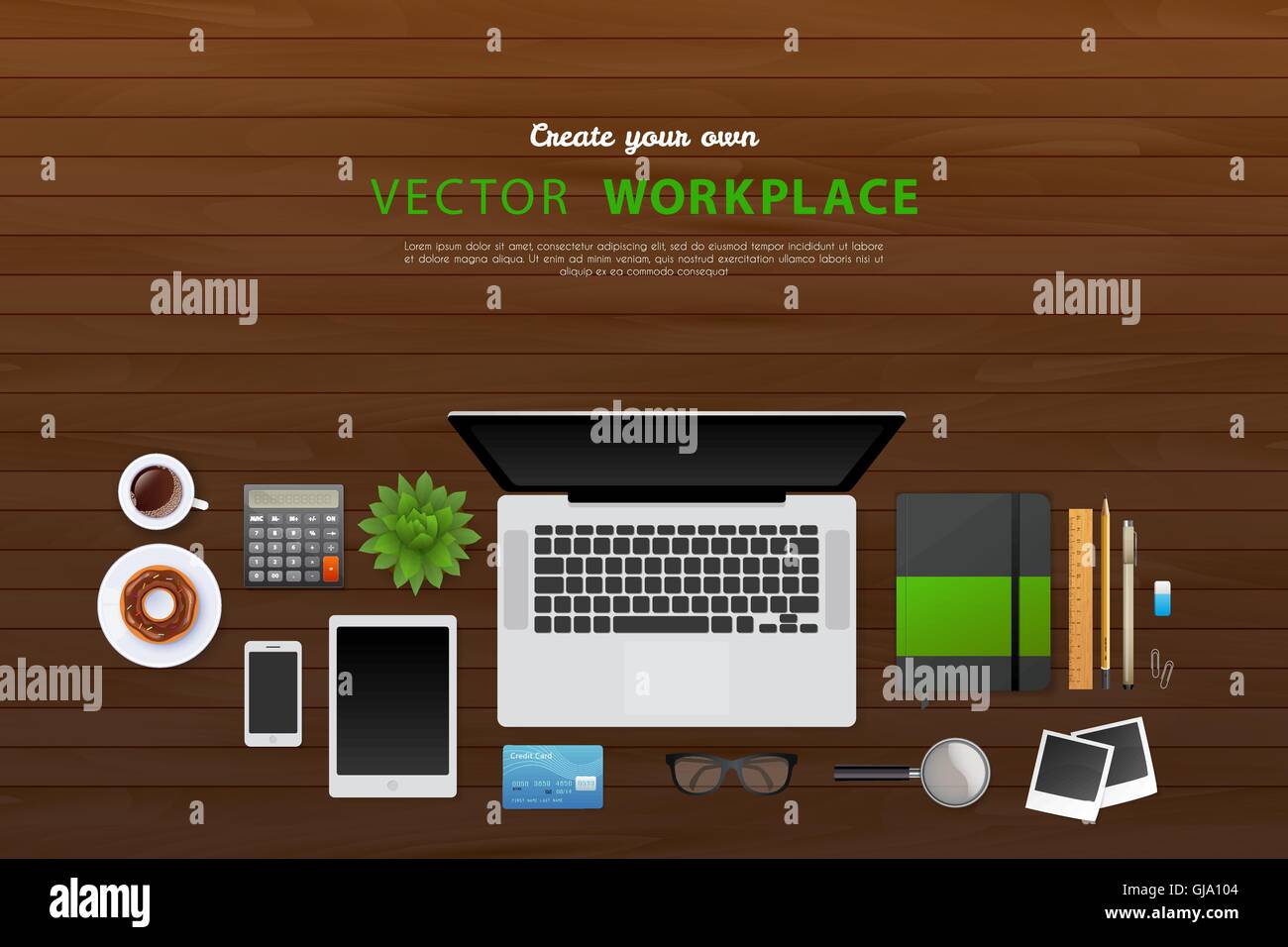 Workplace with isolated objects Stock Vector Image & Art - Alamy