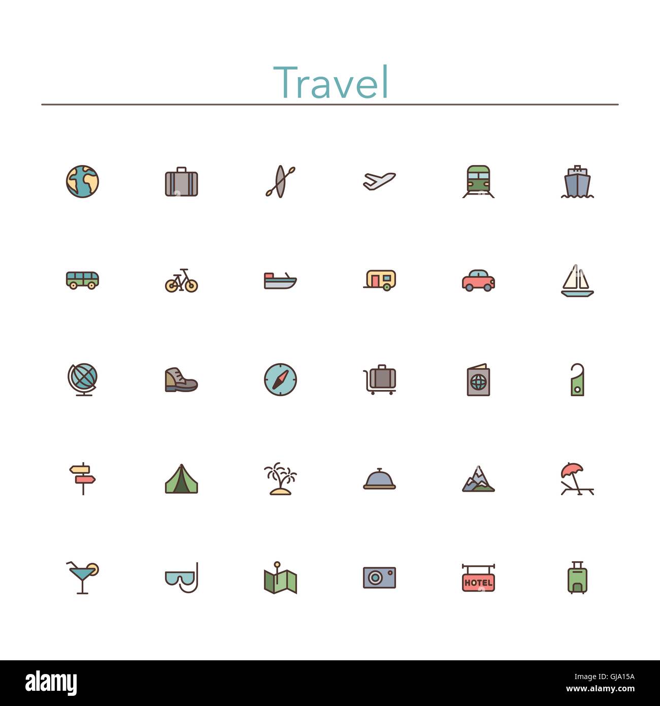 Transportation line color icons Cut Out Stock Images & Pictures - Alamy