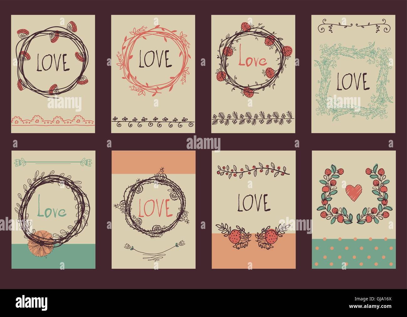set of template design for greeting card Love Stock Vector Image & Art ...
