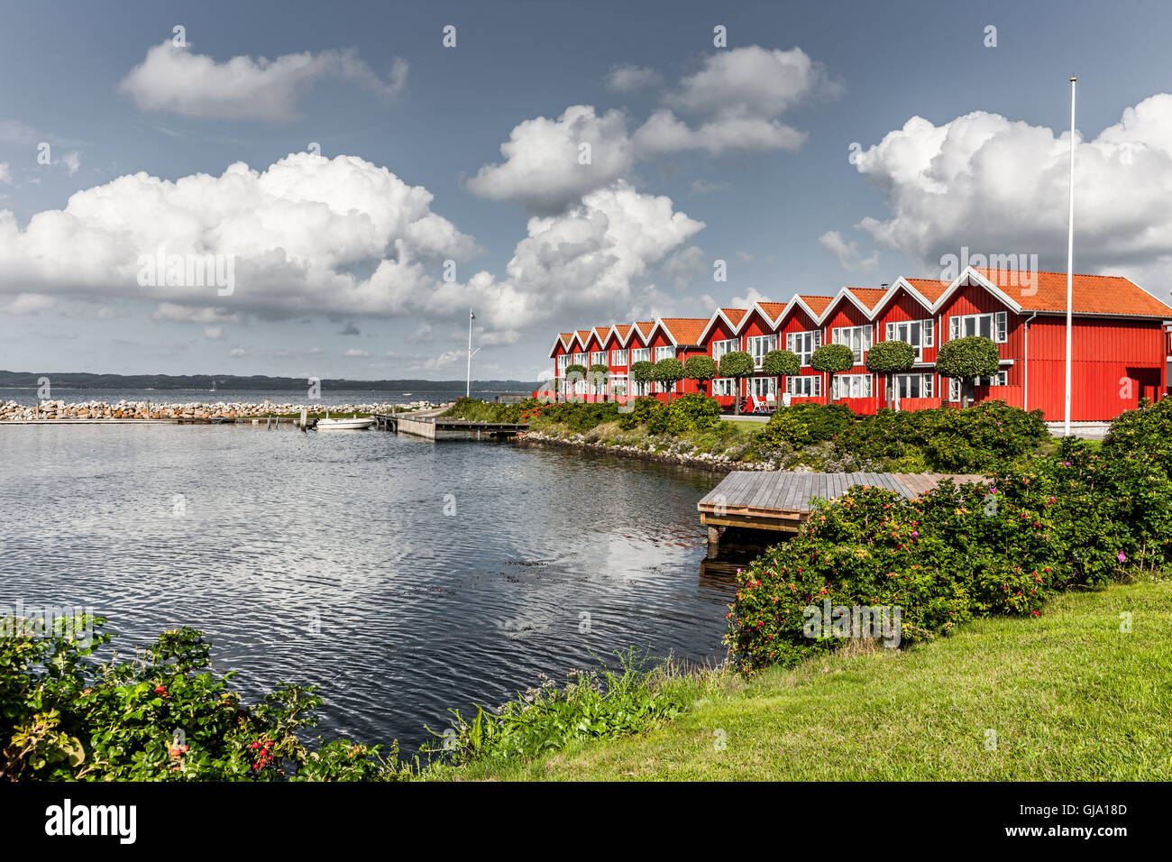 Houses in the yacht harbour of Ebeltoft, Denmark Stock Photo - Alamy