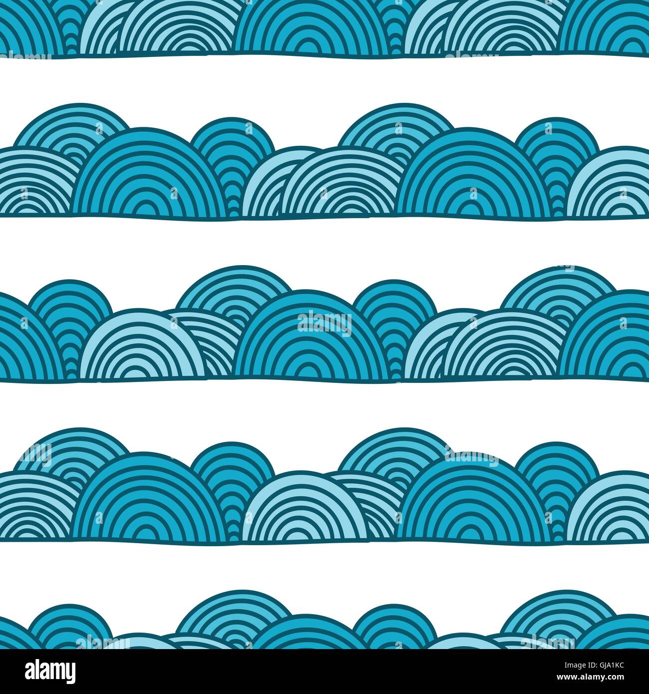 Seamless abstract wave and clouds hand drawn pattern. Vector pattern in ...