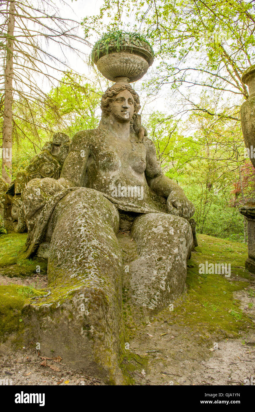 Statue at the Monster's Garden of Bomarzo in Lazio district (Italy ...