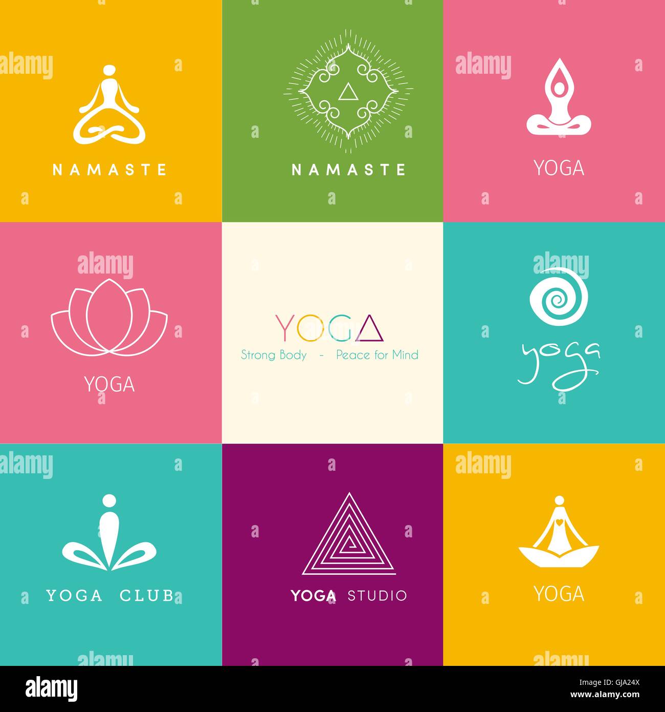 Set of logos for a yoga studio Stock Vector Image & Art - Alamy